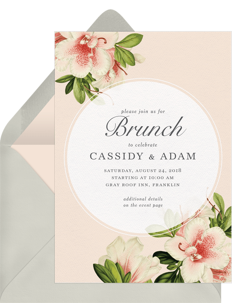 Blush Azaleas Invitations in Blue | Greenvelope.com