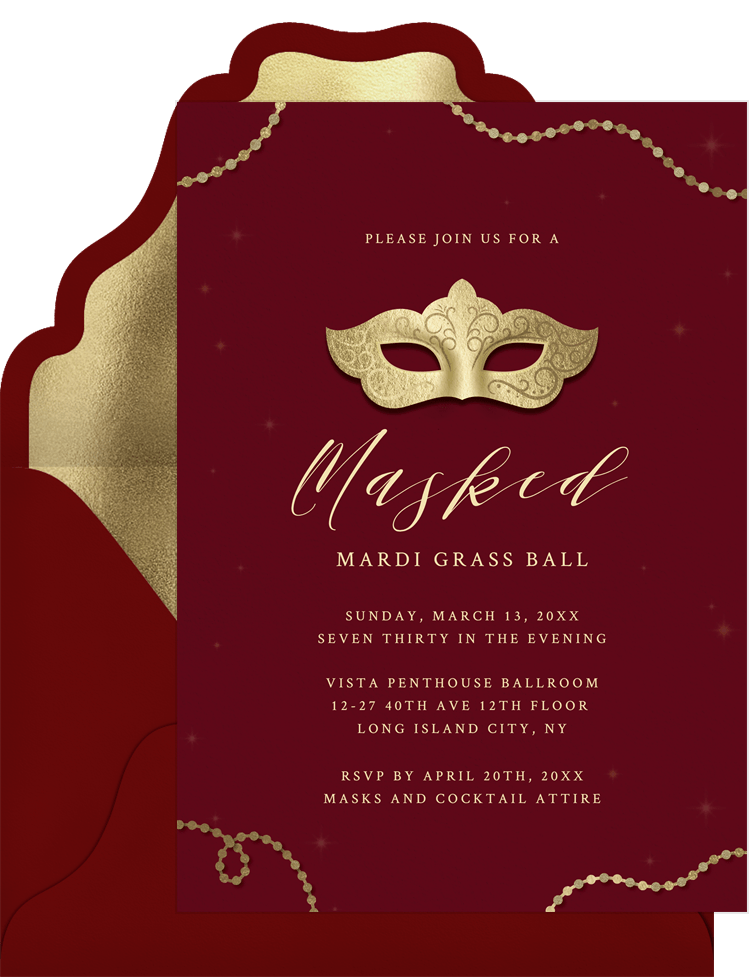Elegant Masquerade Invitation Elegant Mardi Gras Masquerade Party