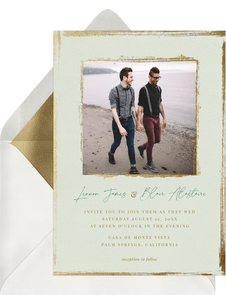 Gilded Border Invitations in Blue | Greenvelope.com