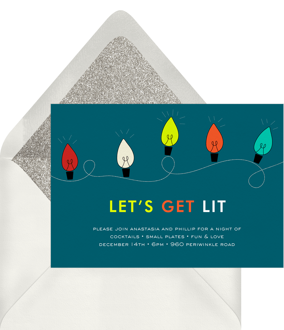Let's Get Lit Invitations in Grey | Greenvelope.com