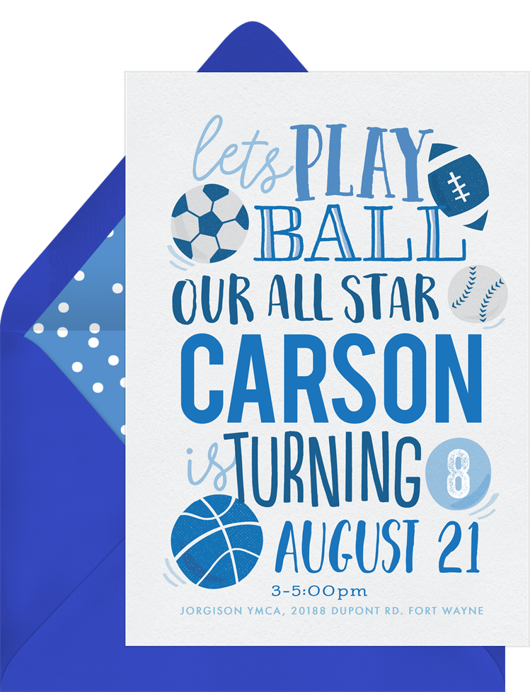 Let's Play Ball Invitations in Blue | Greenvelope.com