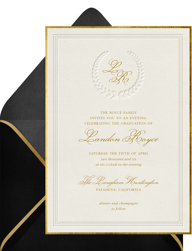 Refined Laurel Invitations in Green | Greenvelope.com