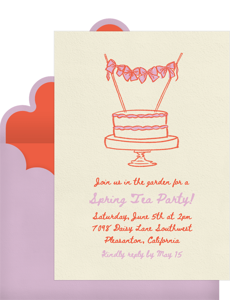 Ribboned Cake Invitations in Pink | Greenvelope.com